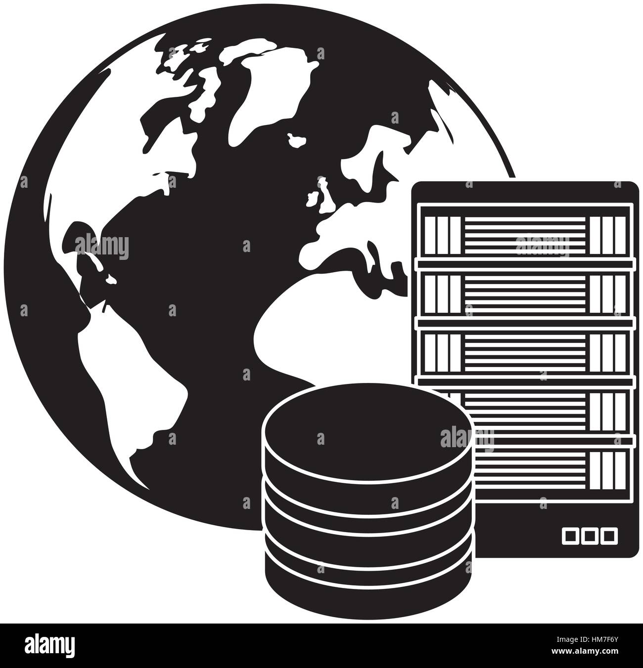 black global database server banner icon design, vector illustration ...
