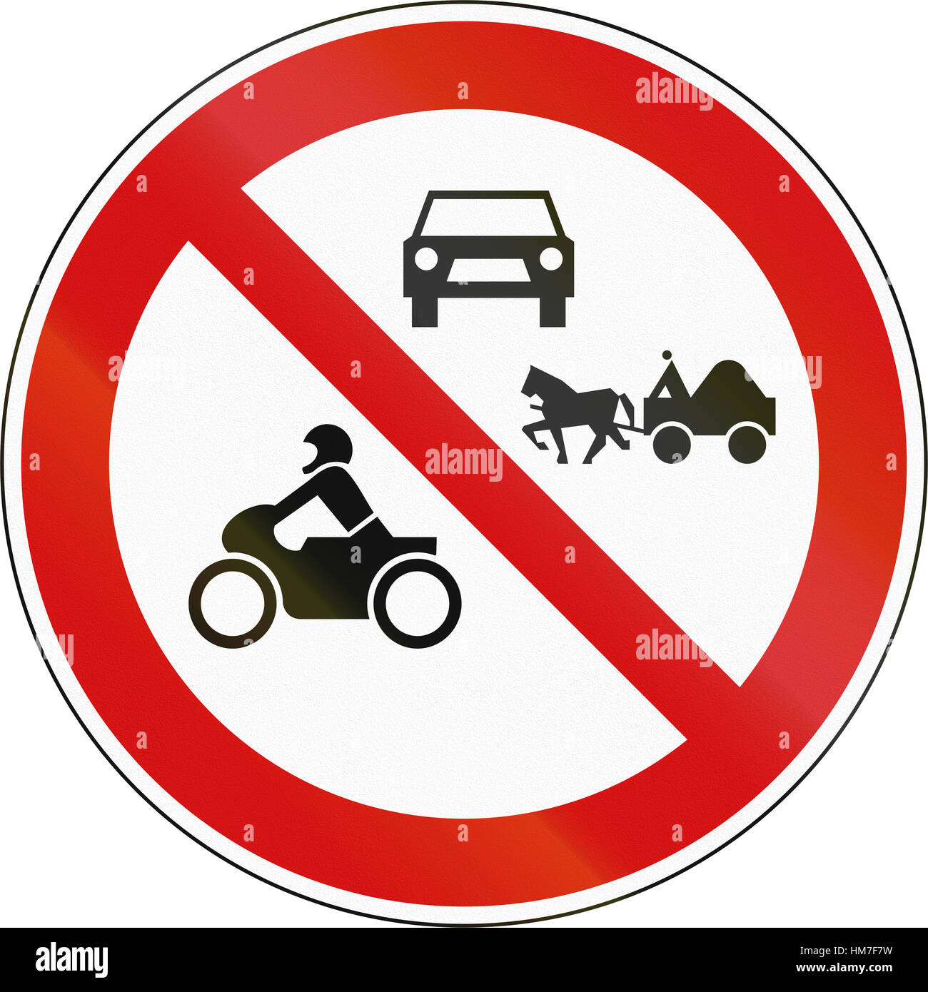 Slovenian regulatory road sign - No motor vehicles or carriages Stock ...