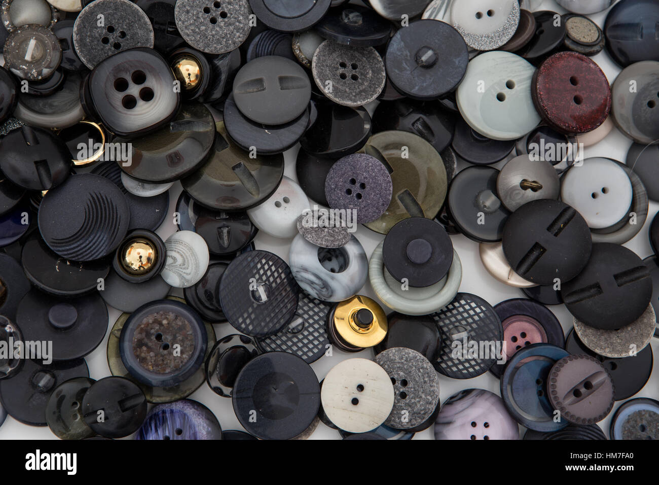 beautiful collection of various sewing button on white background Stock ...
