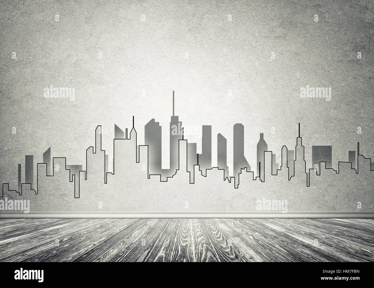 City design on wall Stock Photo - Alamy