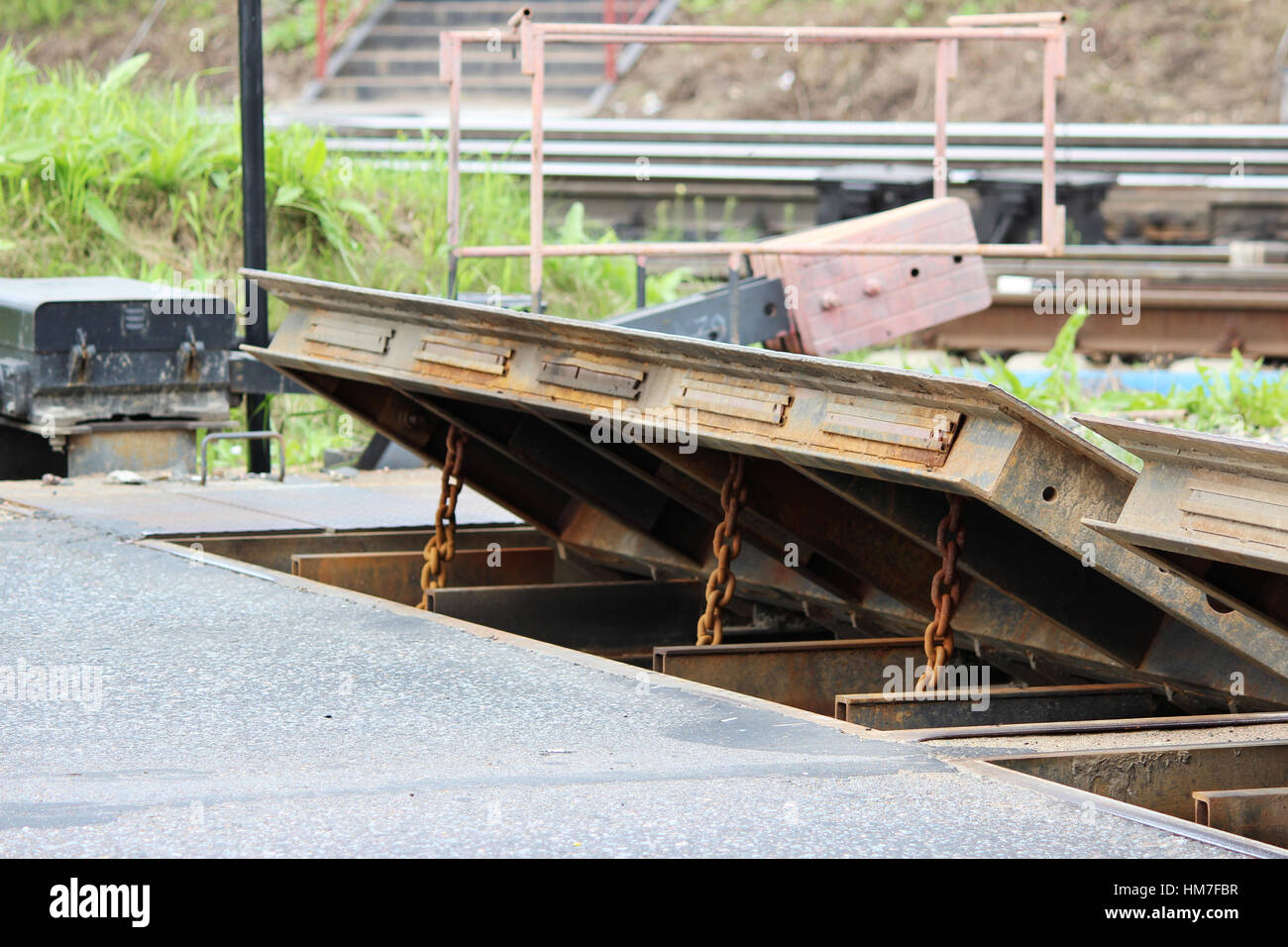 lift the protective barrier at a railway crossing Stock Photo - Alamy
