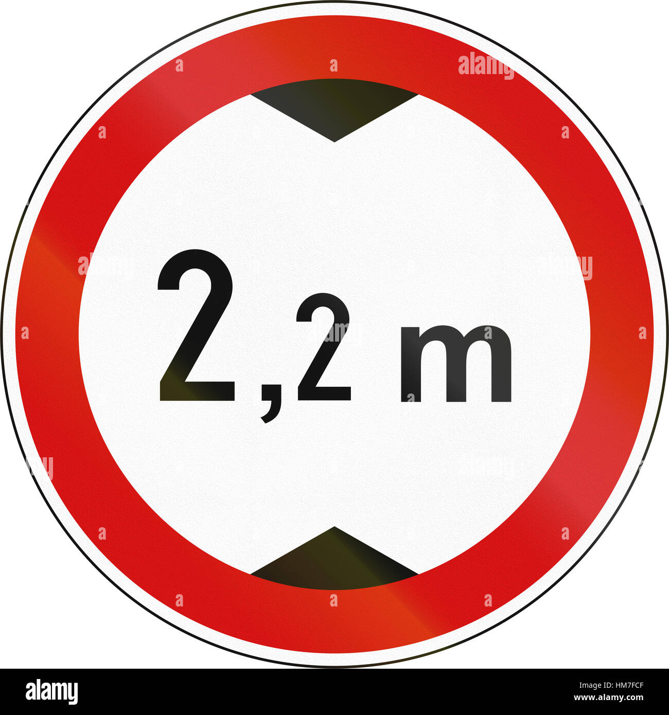 Slovenian regulatory road sign - No vehicles over 2.2 meters in height ...