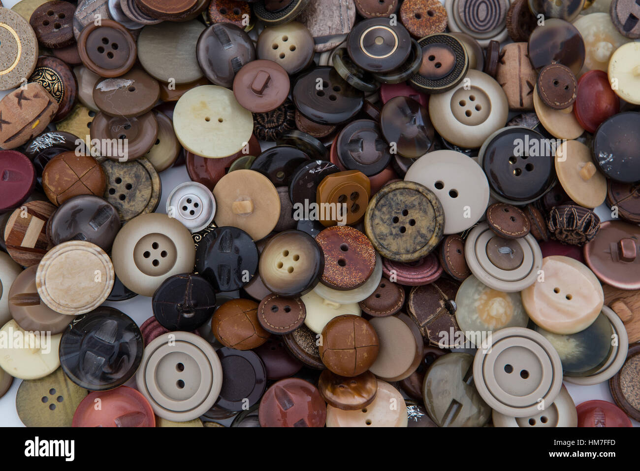 beautiful collection of various sewing button on white background Stock ...