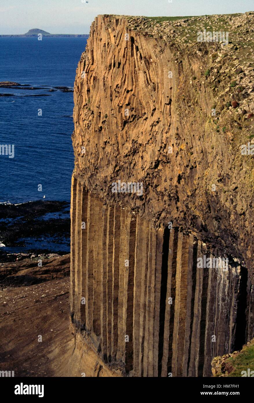 Basalt cliffs of Staffa island, Hebrides, Scotland, United Kingdom ...