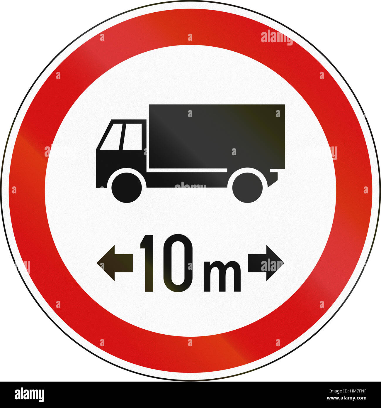 Slovenian regulatory road sign - No vehicles over 10 meters in length ...