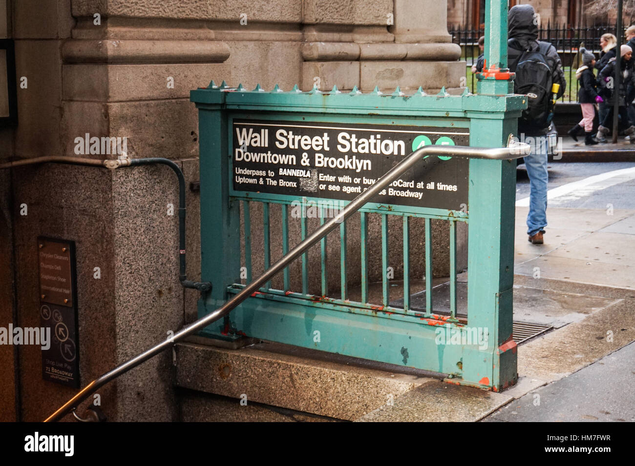 Wall Street Subway Station entrance, New York Stock Photo - Alamy