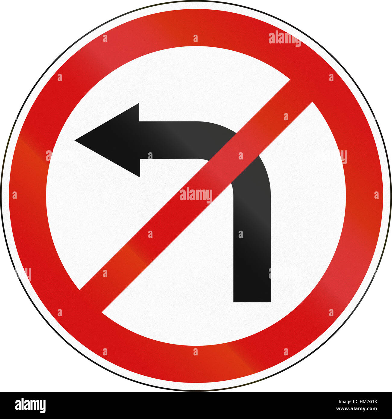 Slovenian regulatory road sign - No left turn Stock Photo - Alamy