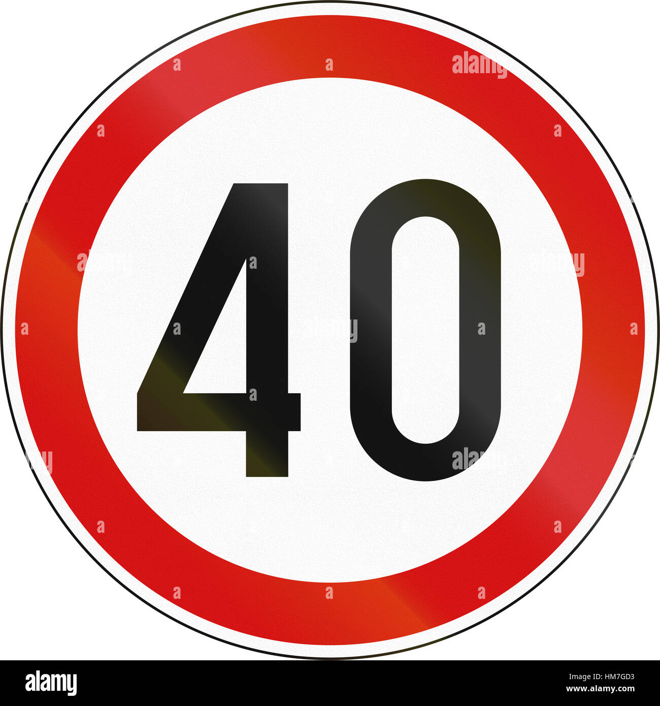Road sign in Slovenia - 40 kph speed limit sign in Slovenia Stock Photo ...