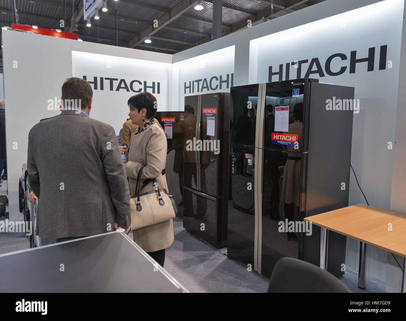 KIEV, UKRAINE - OCTOBER 11, 2015: People visit Hitachi, Japanese ...