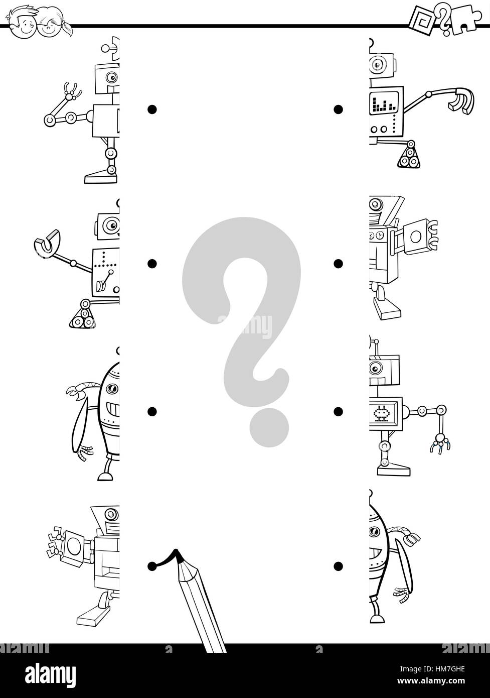 Black and White Cartoon Illustration of Educational Activity of ...