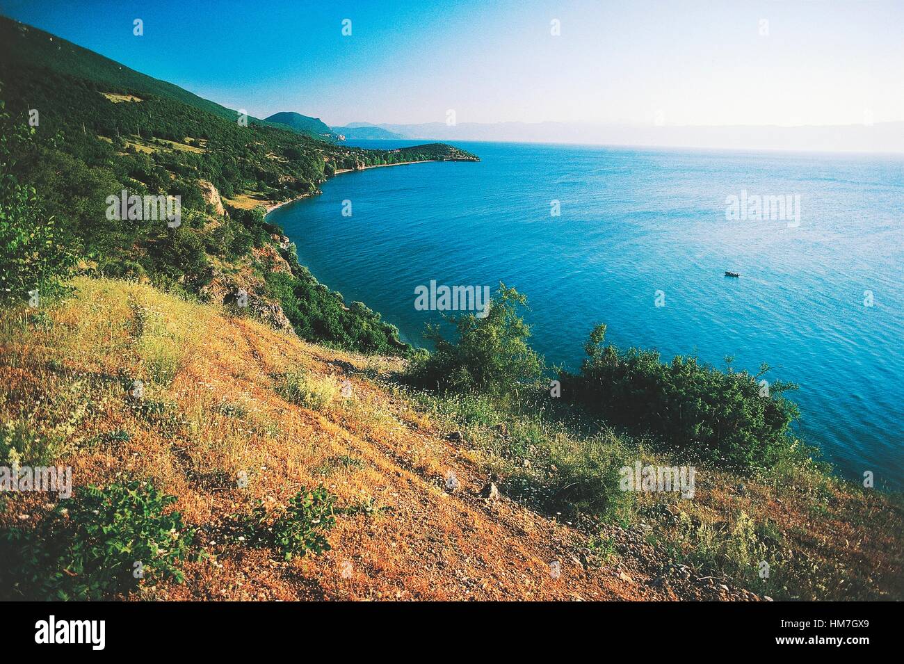 A section of the Lake Ohrid coast, Republic of Macedonia Stock Photo ...