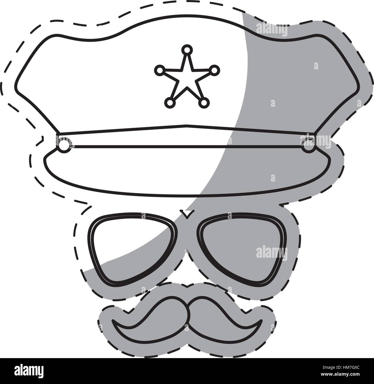 figure hat, glasses and mustache police icon vector illustration Stock ...