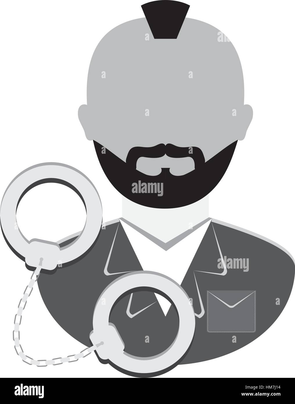 grayscale arrested man with handcuffs icon, vector illustration Stock ...