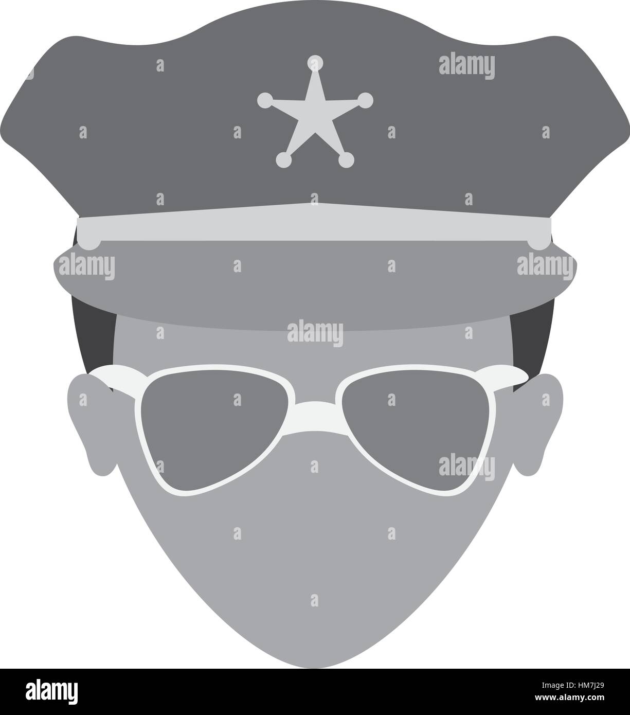 grayscale police face icon image, vector illustration Stock Vector ...