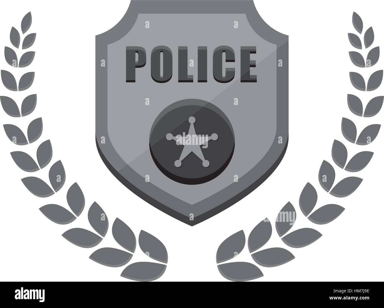 grayscale police badge icon image, vector illustration Stock Vector ...