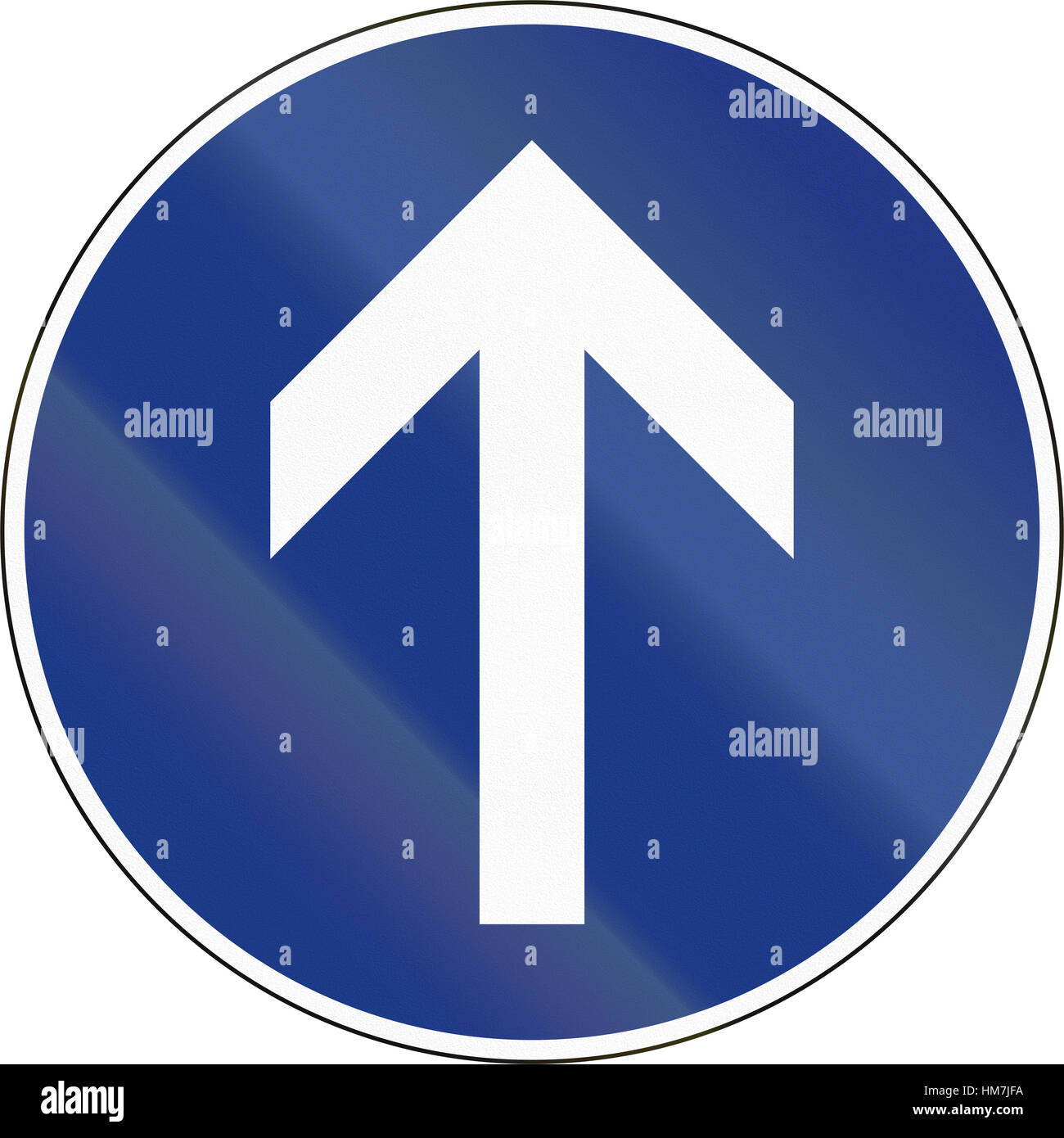 Slovenian mandatory direction sign - Go straight Stock Photo - Alamy