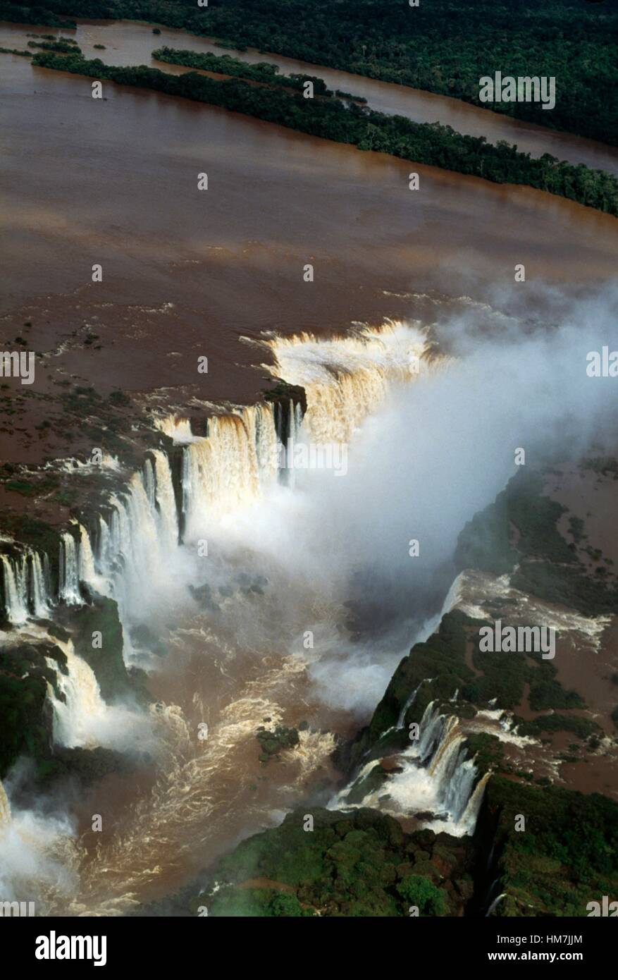 Aerial view of the Iguacu waterfalls, near Foz do Iguacu, Iguacu ...