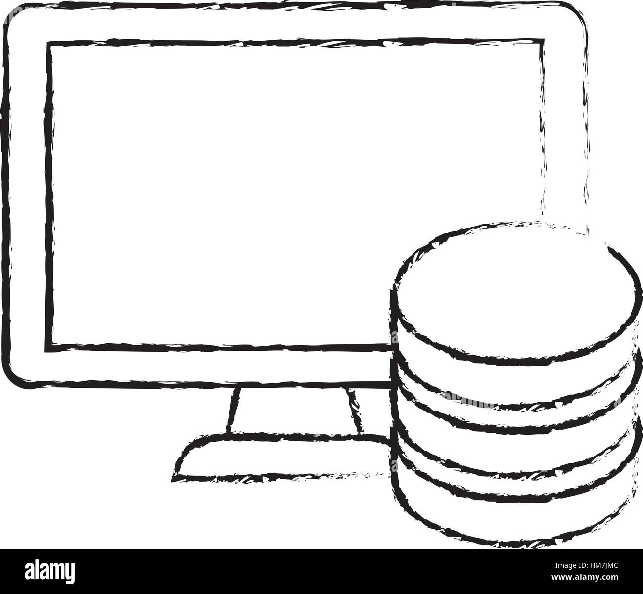 silhouette connected computer banner server design, vector illustration ...