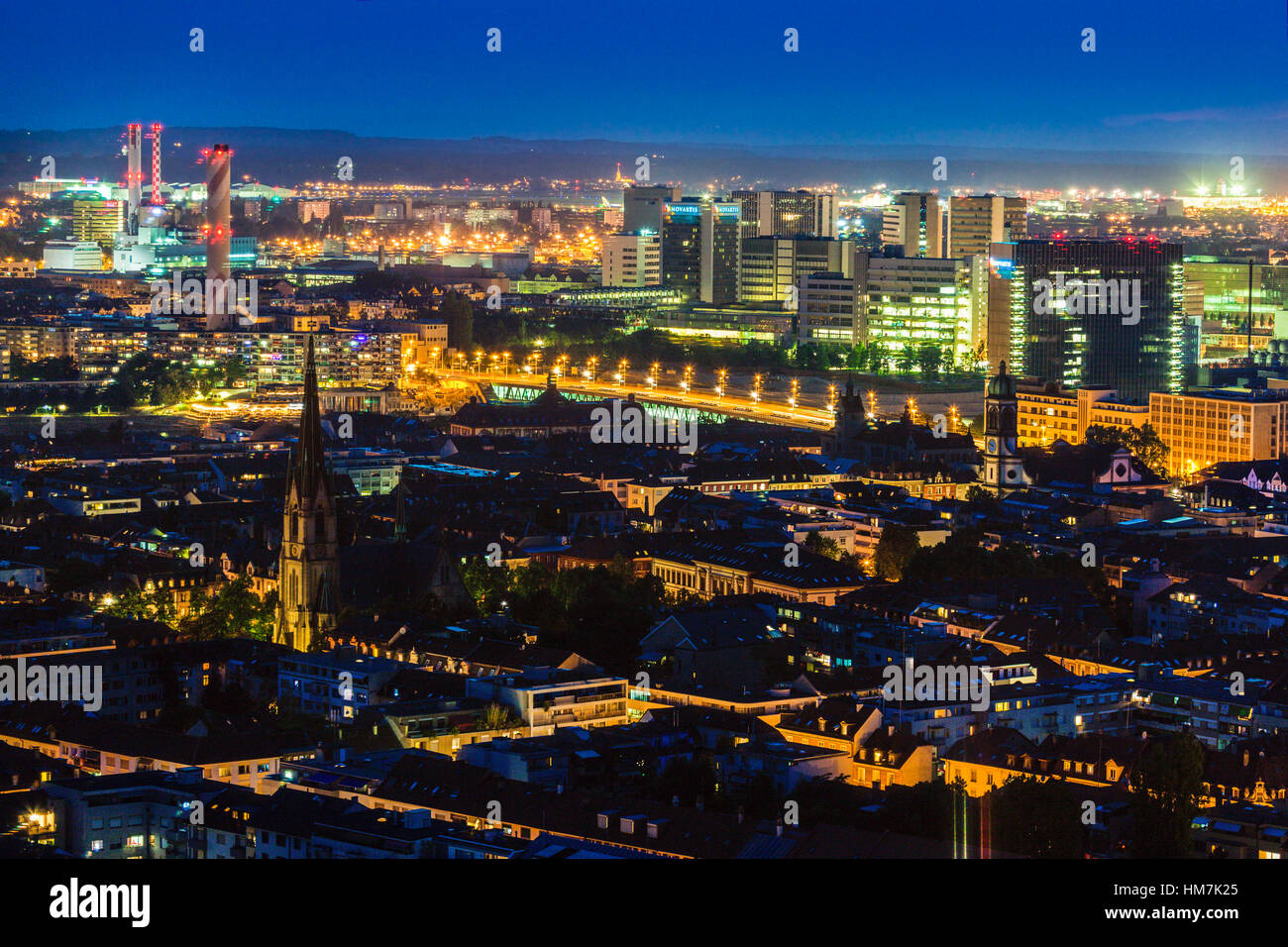 Switzerland, Basel, Basel-Stadt, Cityscape at night Stock Photo - Alamy