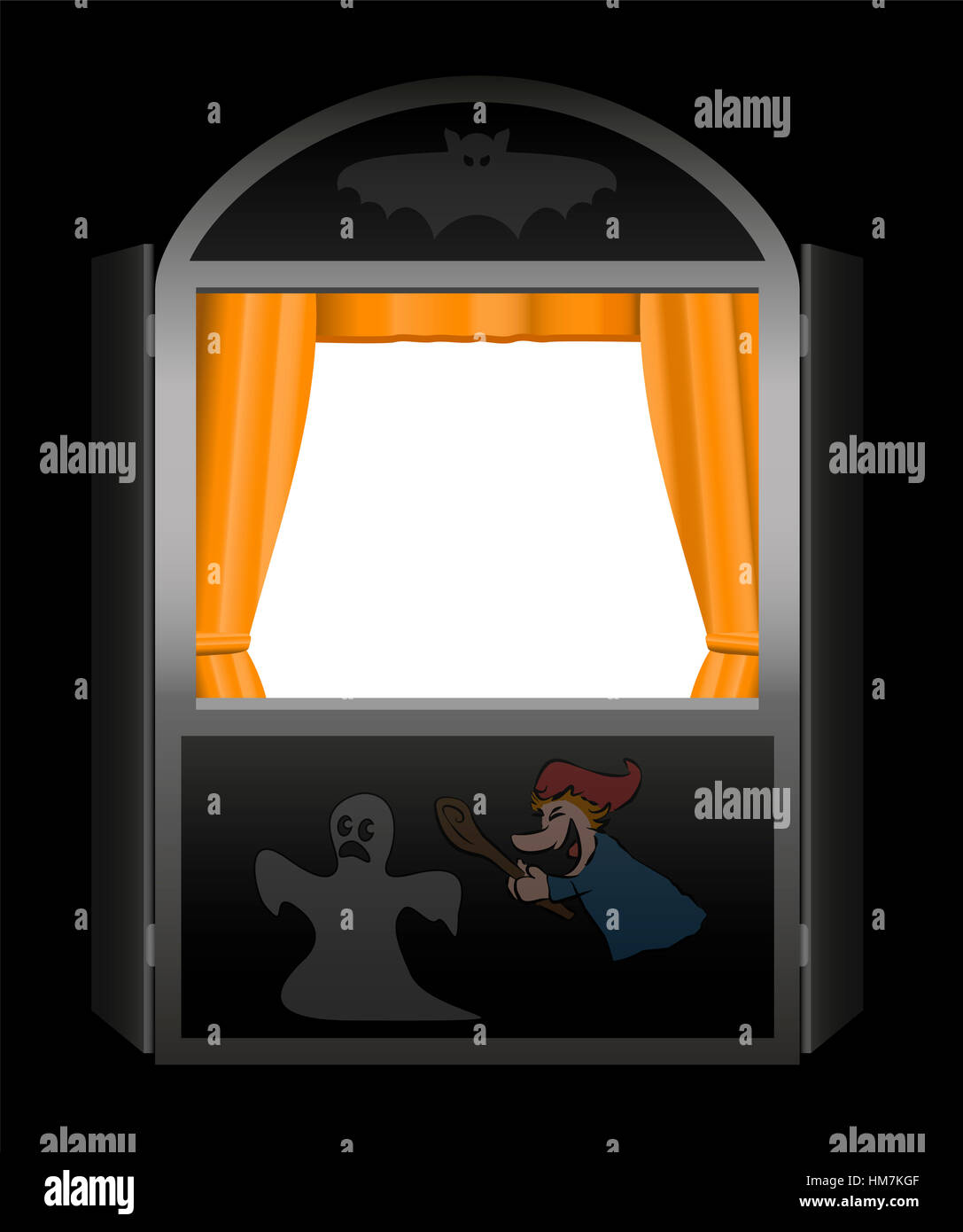 Puppet show booth with empty viewing window - spooky halloween version ...