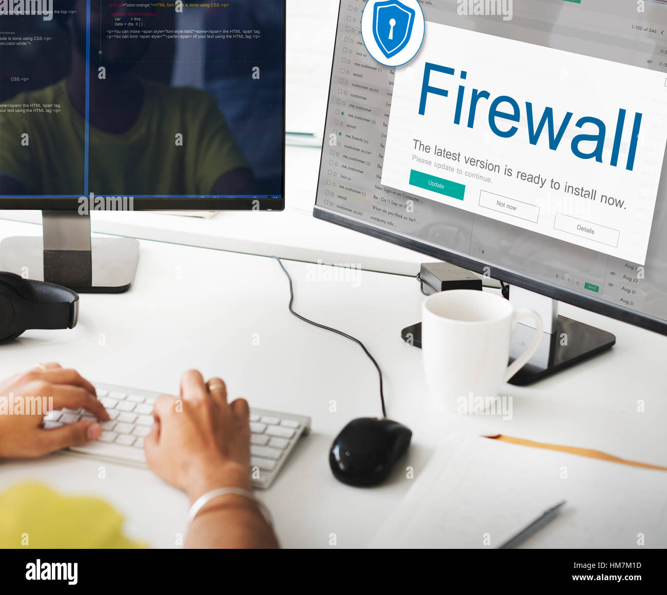 Firewall Antivirus Alert Protection Security Caution Concept Stock ...