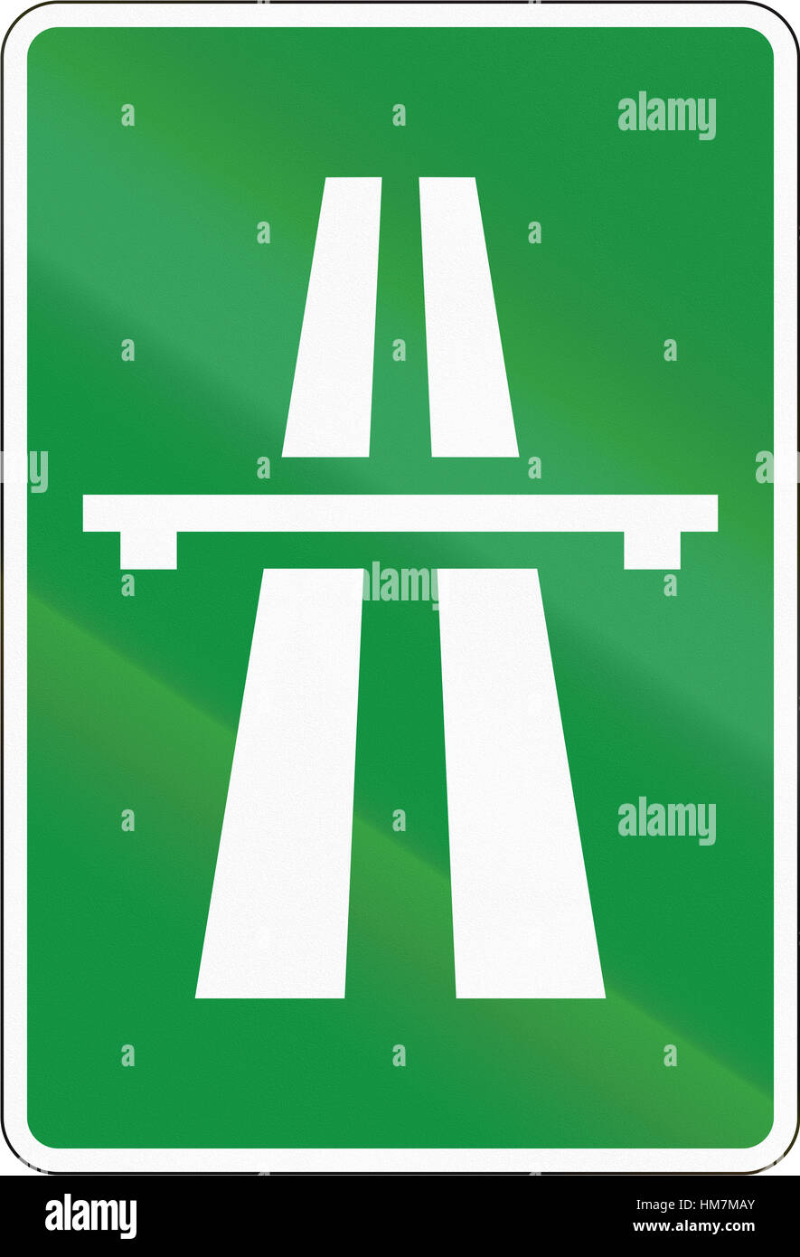 Slovenian road sign - Motorway begins ahead Stock Photo - Alamy