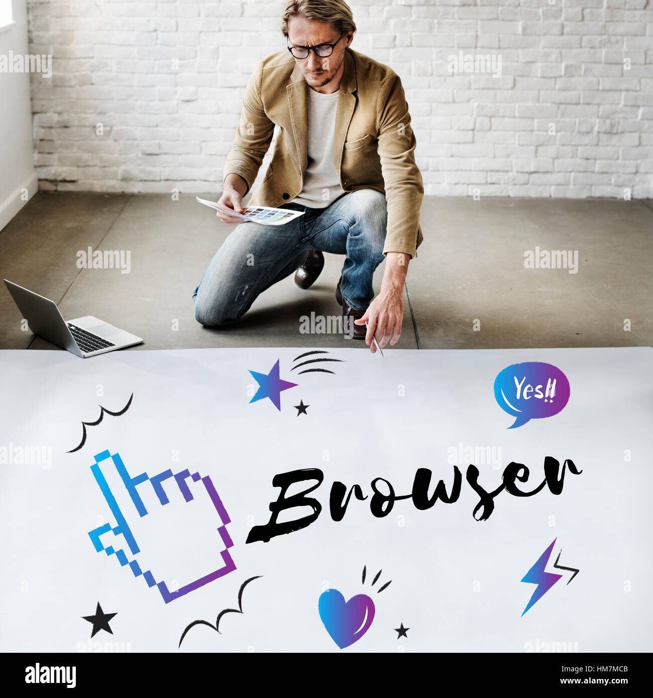 Mouse Pointer Hand Icon Technology Concept Stock Photo - Alamy