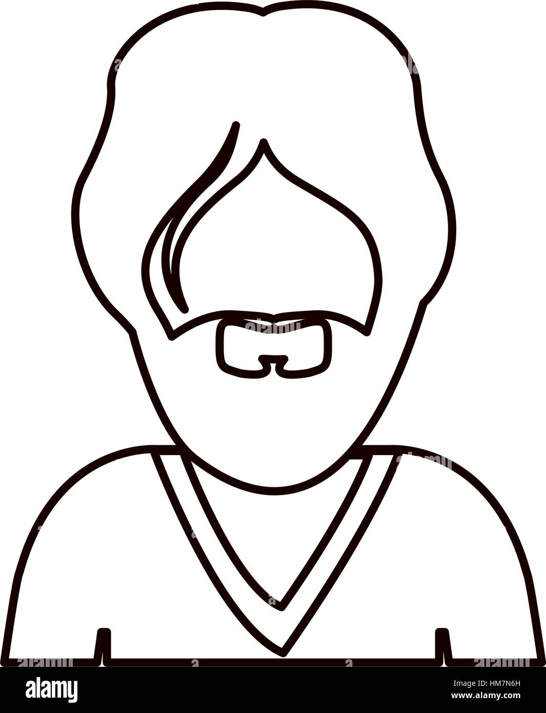 monochrome contour with half body man with beard without face vector ...