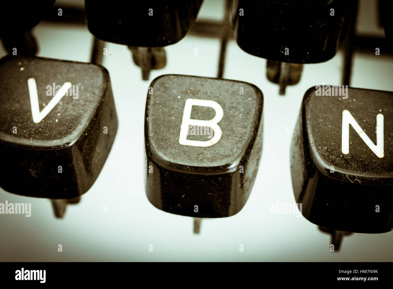 B letter closeup between other letters on an original vintage ...