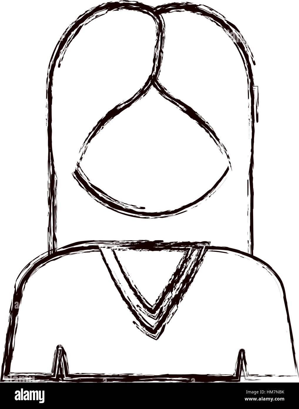 blurred silhouetet half body woman with long hair without face vector ...