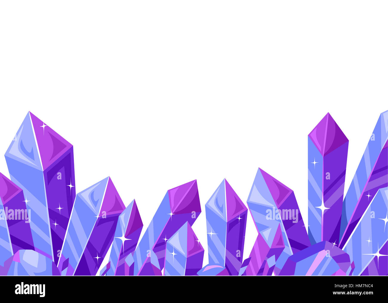 Border Illustration Featuring a Cluster of Amethyst Crystals Stock ...