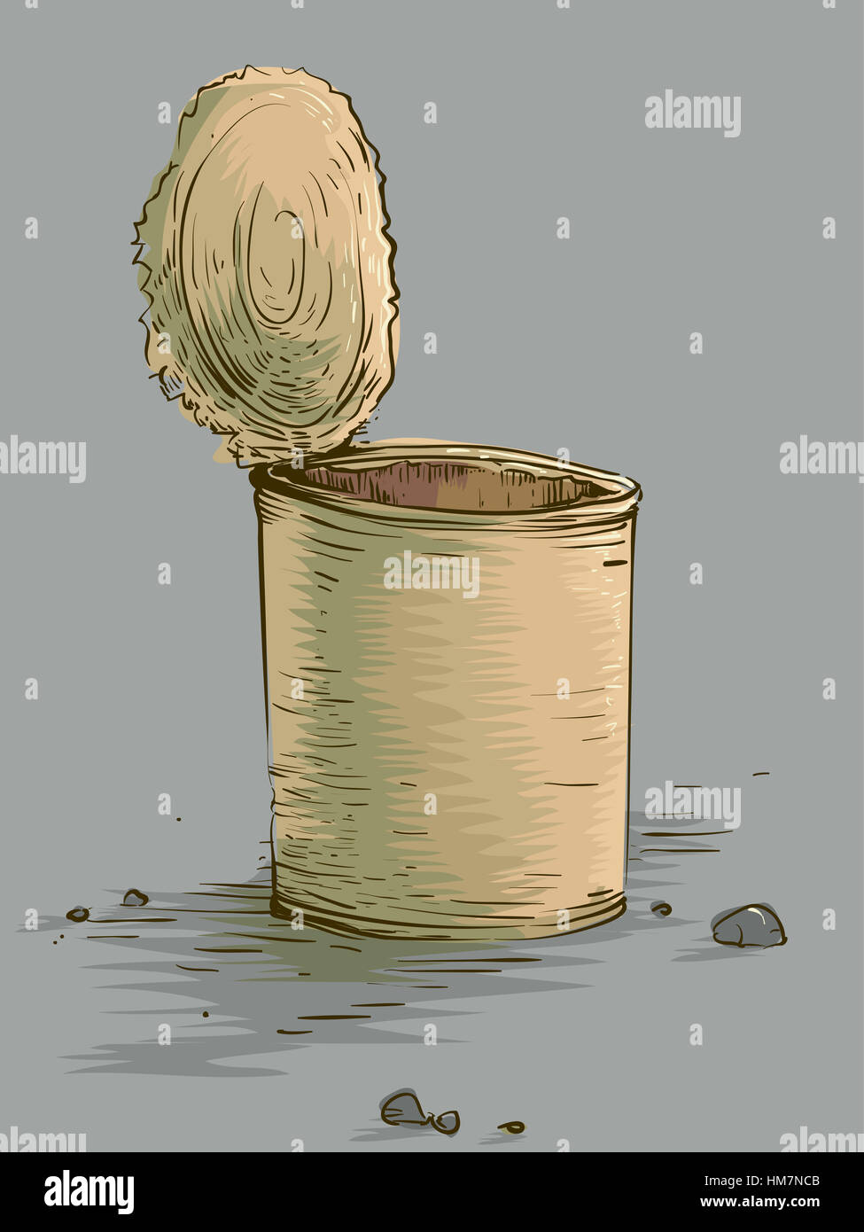 Illustration Featuring an Old Empty Tin Can Stock Photo - Alamy