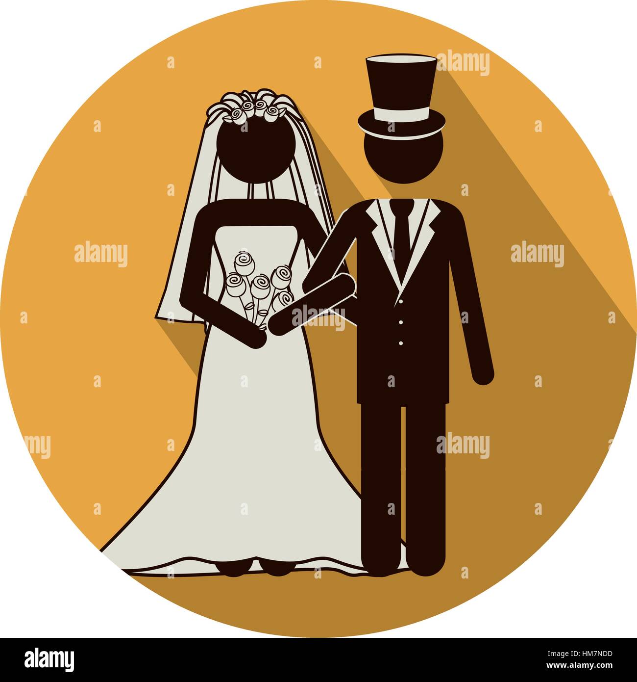 circular shape pictogram of wedding couple with costumes vector ...