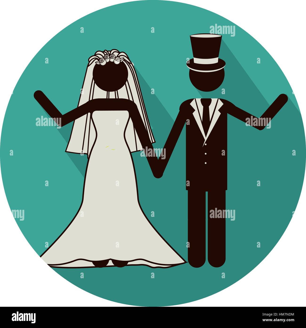 circular shape pictogram of wedding couple greeting with costumes ...