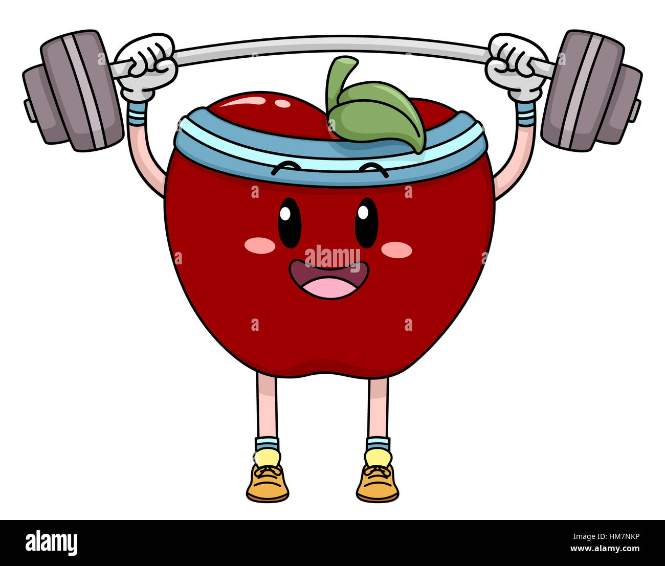 Mascot Illustration of an Apple Lifting Weights Stock Photo - Alamy