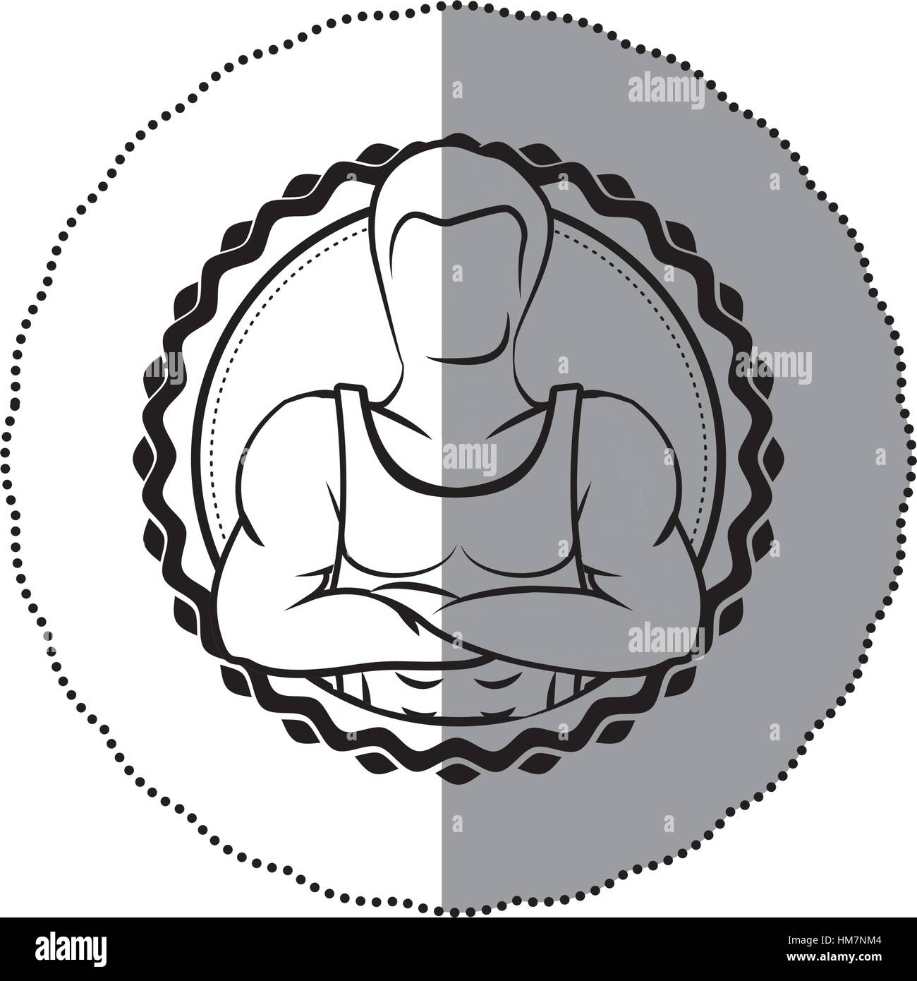 contour sticker border with muscle man crossed arms shading vector ...