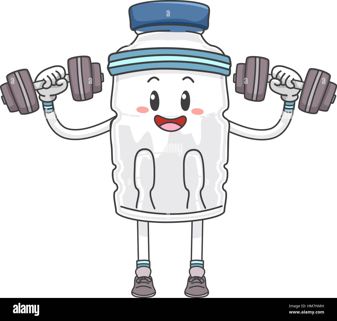 Mascot Illustration of a Bottled Water Lifting Weights Stock Photo - Alamy