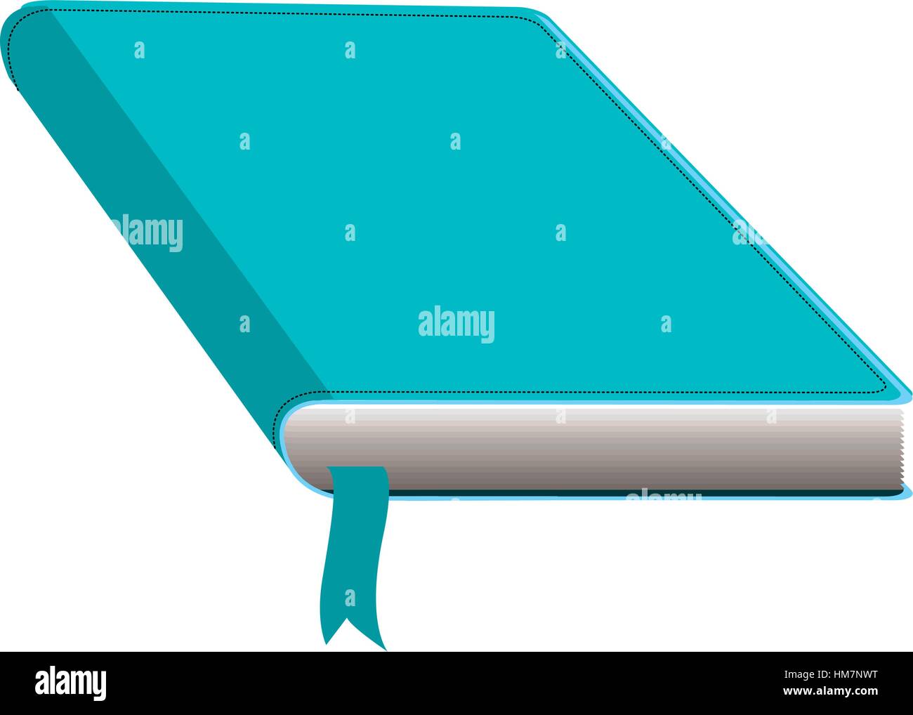 color silhouette with book with cover and blue ribbon vector ...