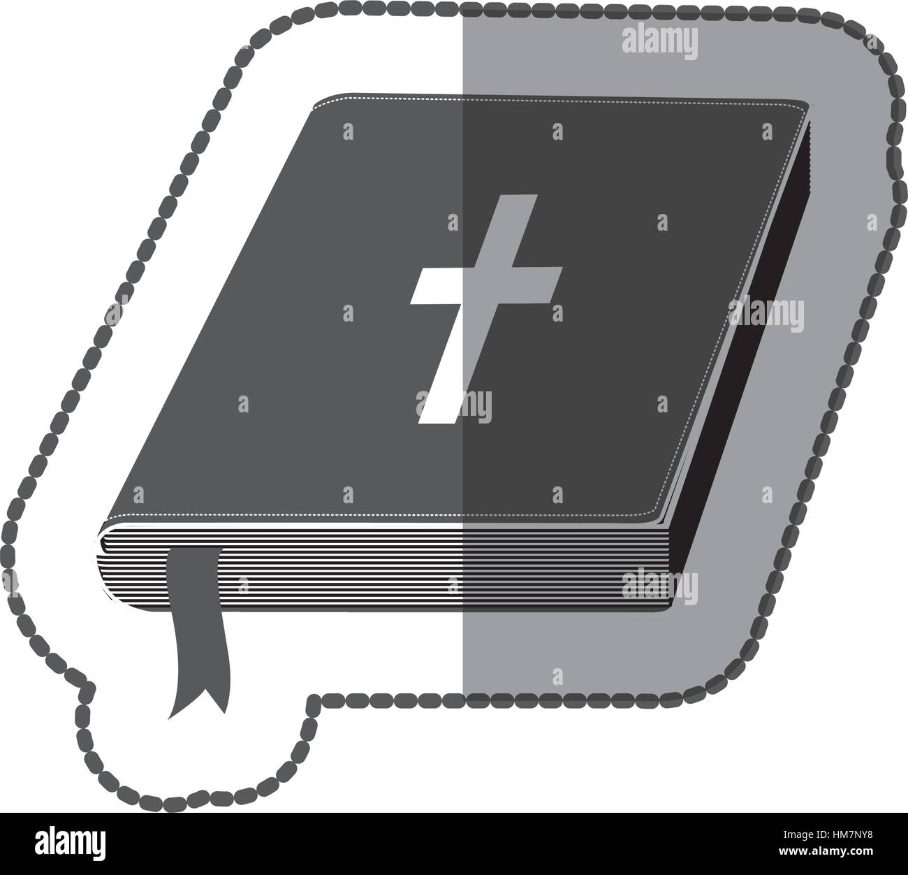 middle shadow sticker grayscale with holy bible with ribbon vector ...