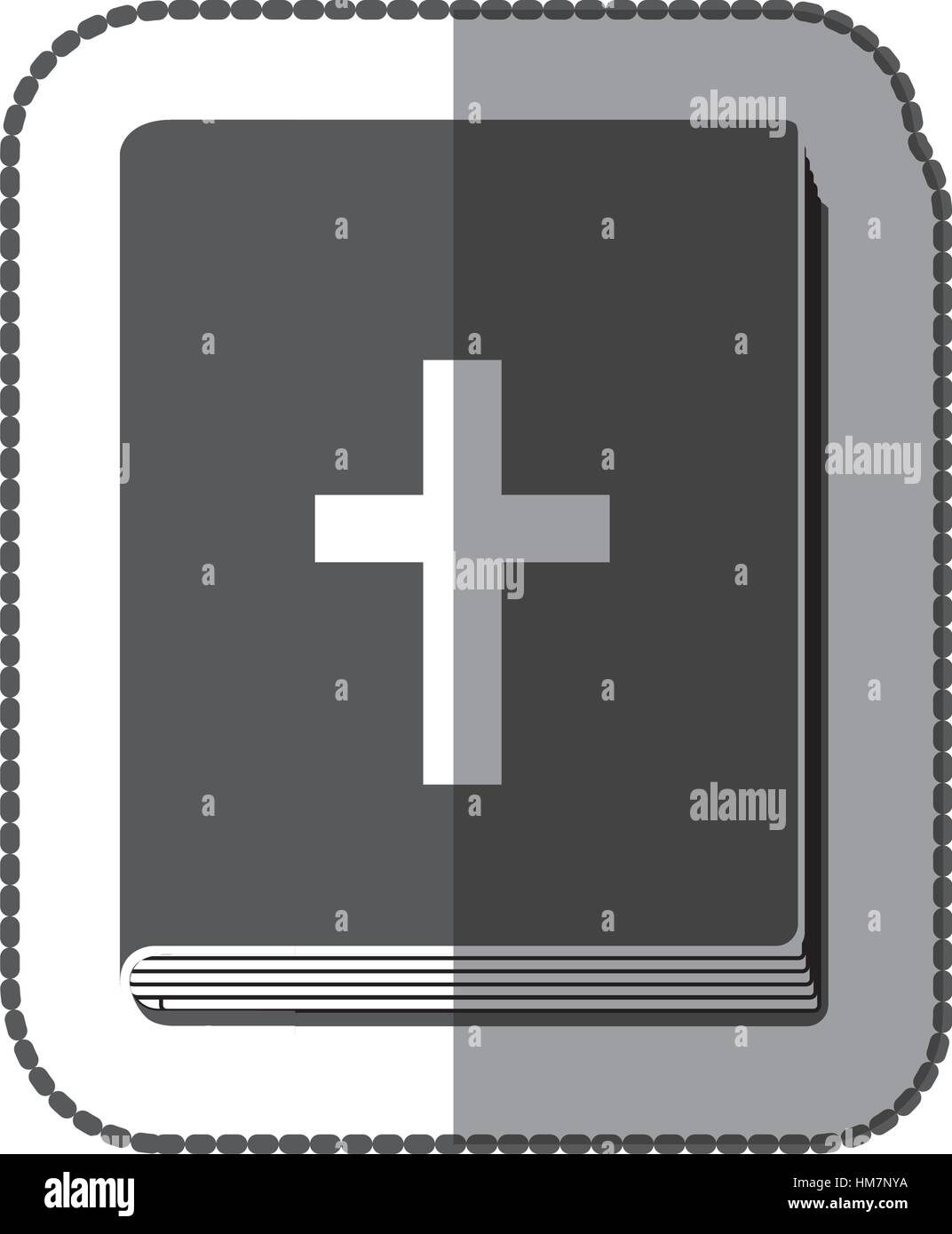 middle shadow sticker grayscale with holy bible vector illustration ...