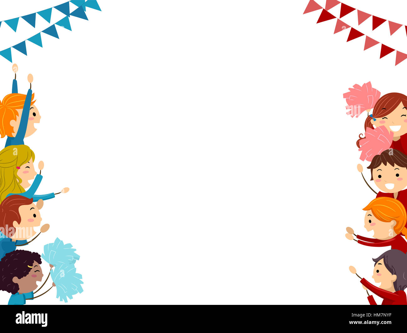 Border Illustration of Stickman Kids Cheering on Their Teams Stock ...