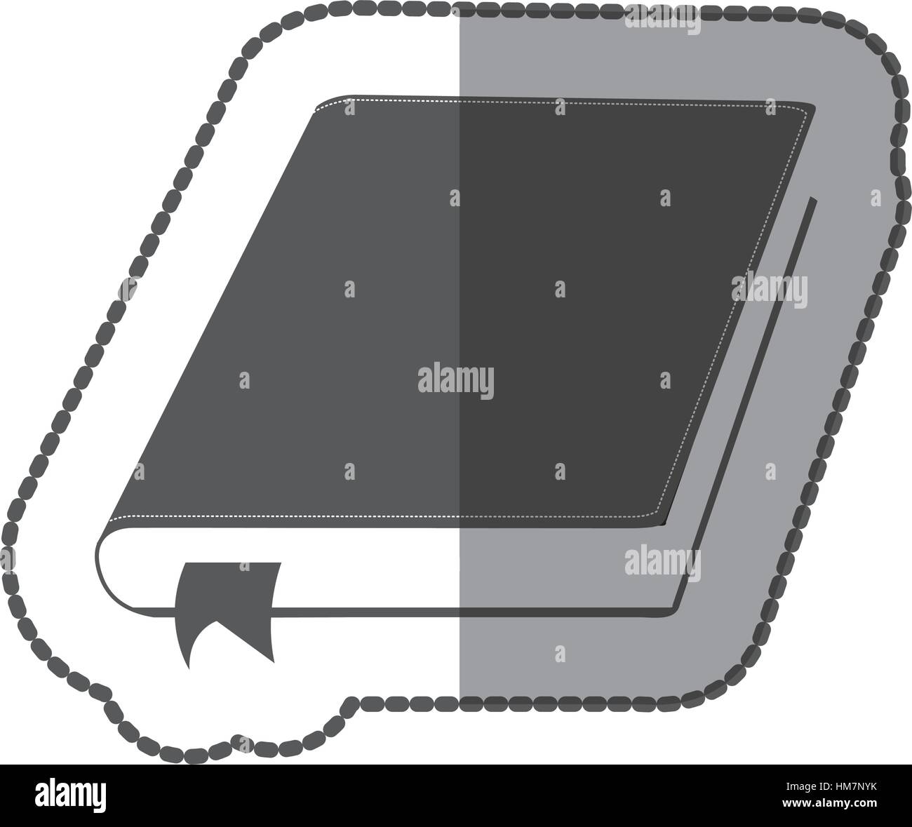 middle shadow sticker grayscale with book with ribbon vector ...