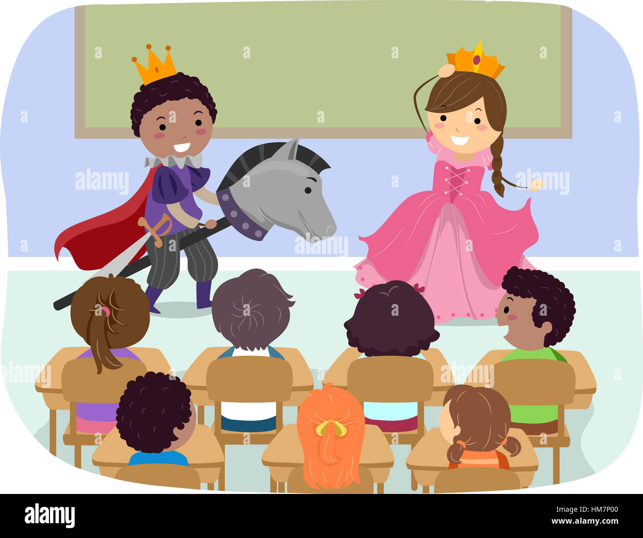 Stickman Illustration of Children Role Playing as a Prince and a ...