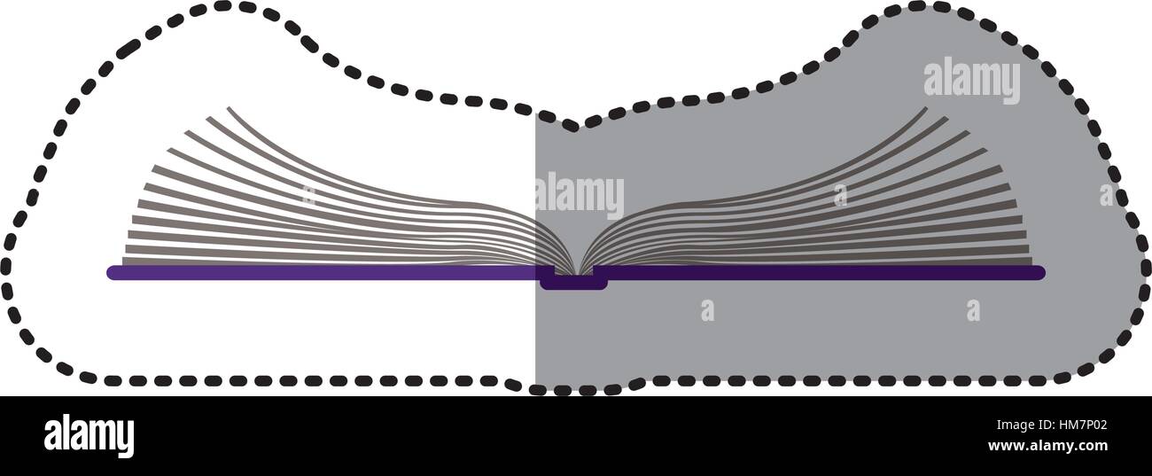 middle shadow color sticker with open book vector illustration Stock ...