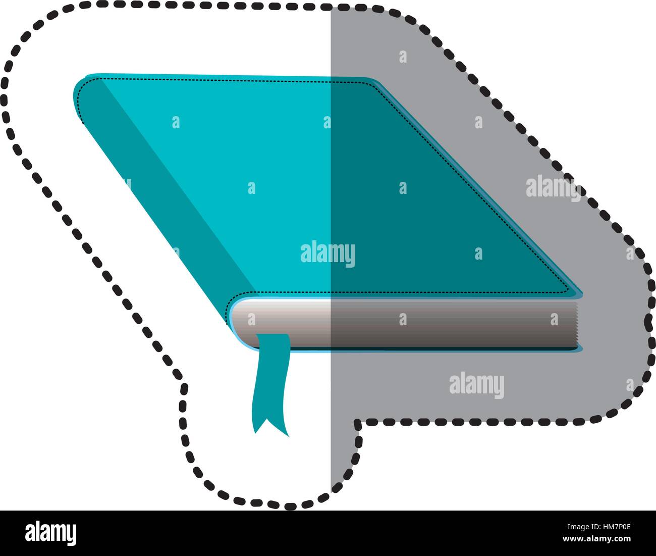 middle shadow color sticker with book with cover and blue ribbon vector ...