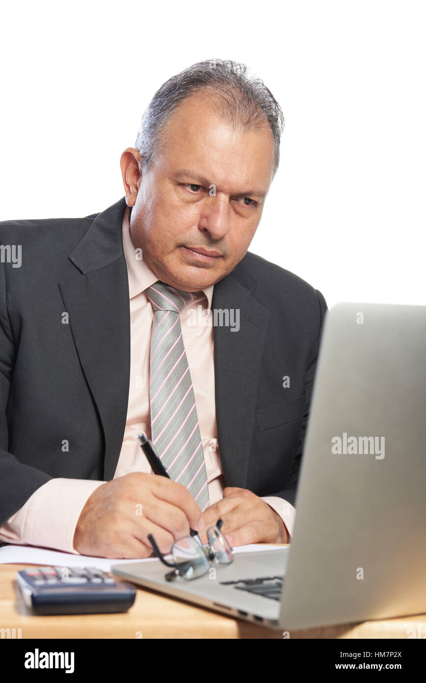 business man working in office isolated on white Stock Photo - Alamy
