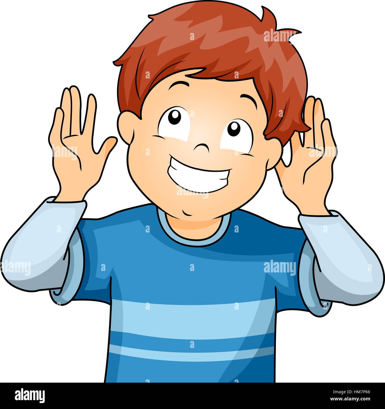 Illustration of a Little Boy Doing the Listening Gesture Stock Photo ...