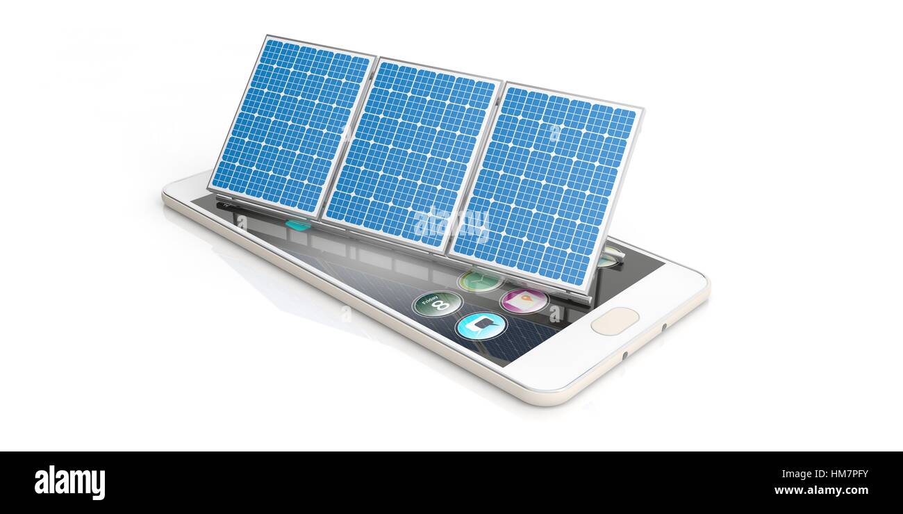 3d rendering solar panels on a white smartphone Stock Photo - Alamy