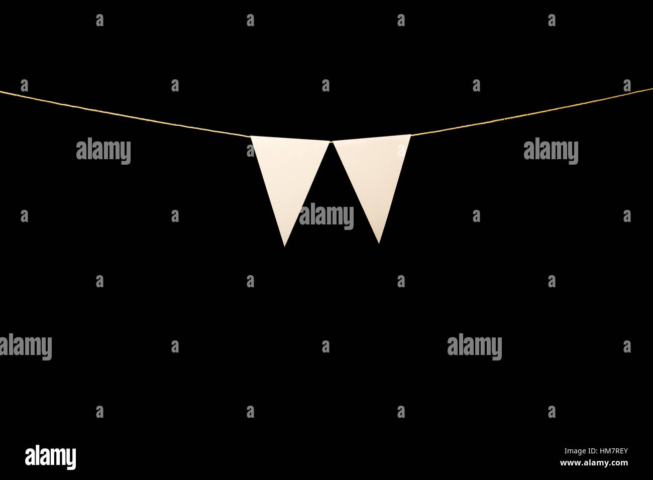 String with bunting two white triangles. Add your own characters for ...
