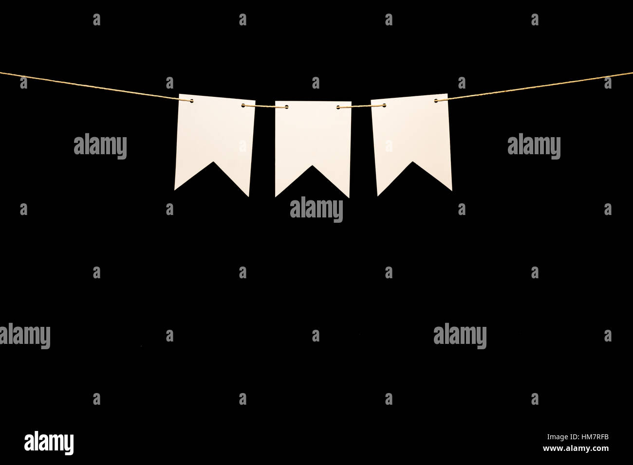 String with bunting three white shapes. Add your own characters for ...